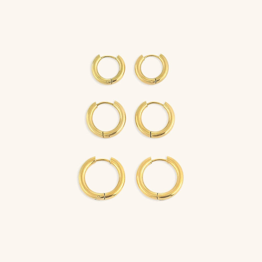 Brinco Trio de Argolas Banhado em Ouro 18K